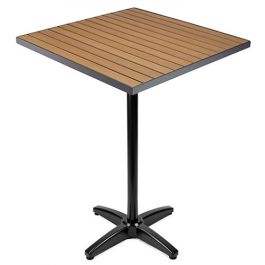 TA-PT 32"x32" Faux Teak Commercial Outdoor Bar Height Table Top and ...