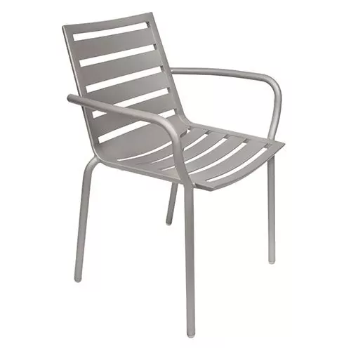 South Beach Aluminum Stacking Commercial Dining Armchair in Titanium Silver Finish